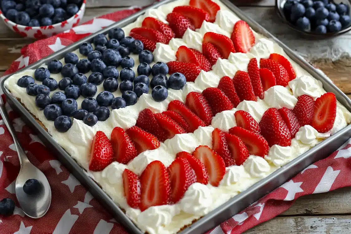 Easy Strawberry Jello Flag Cake