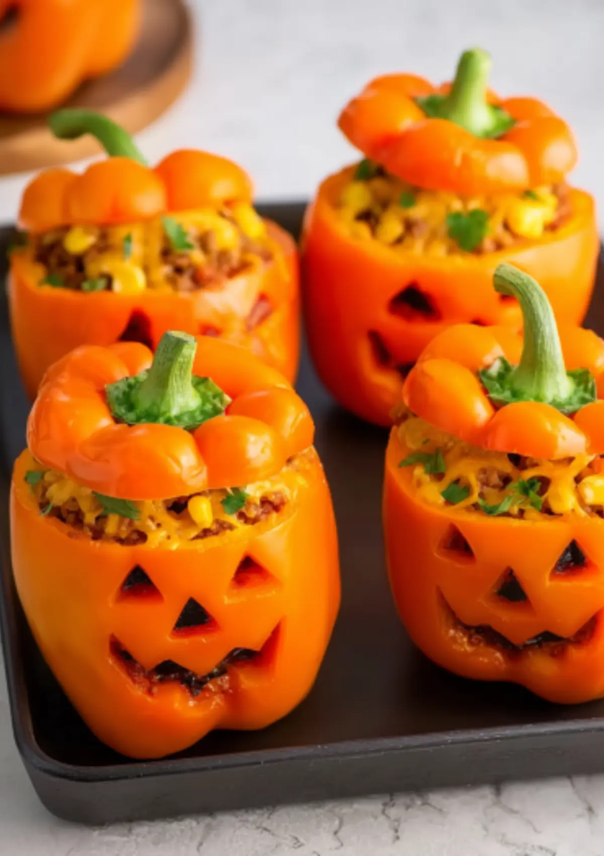 Jack-O-Lantern Stuffed Peppers for Easy Halloween Dinners